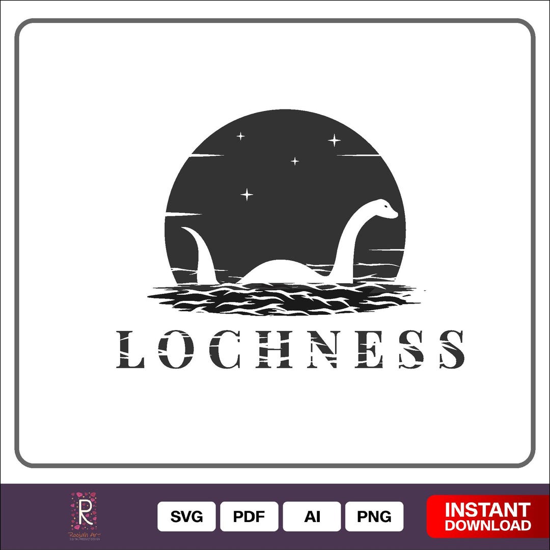 Loch Ness Monster Illustration - Simple Flat Vector Design of Nessie on ...