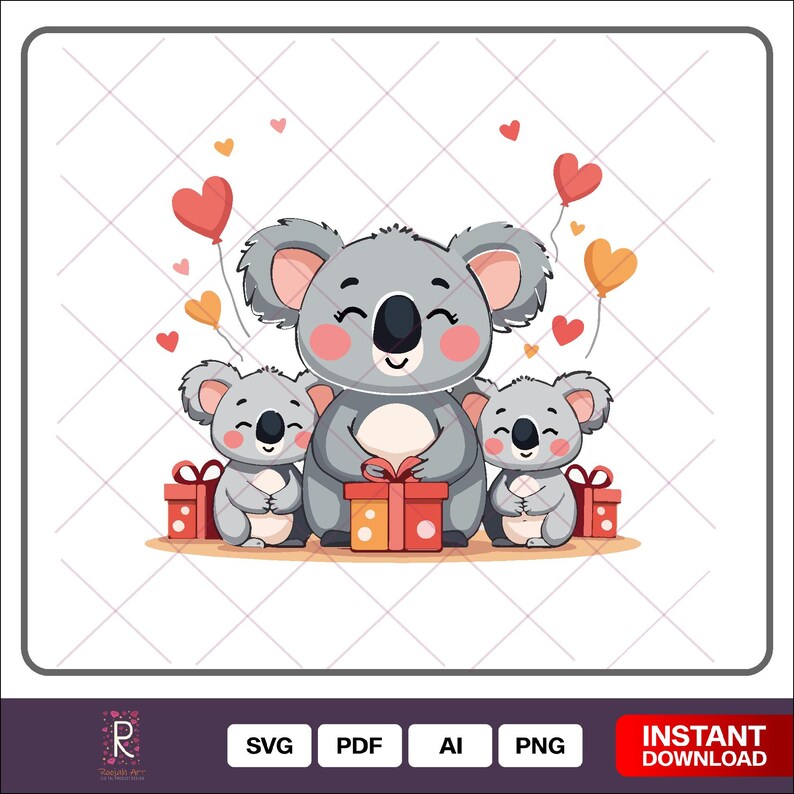 Kawaii Koala Mom and Baby PNG Bundle - Adorable and Heartwarming Koala ...