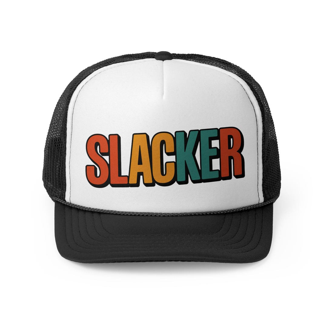 Slacker Trucker Hat, Vintage Collegiate Varsity Font Snapback, Retro ...