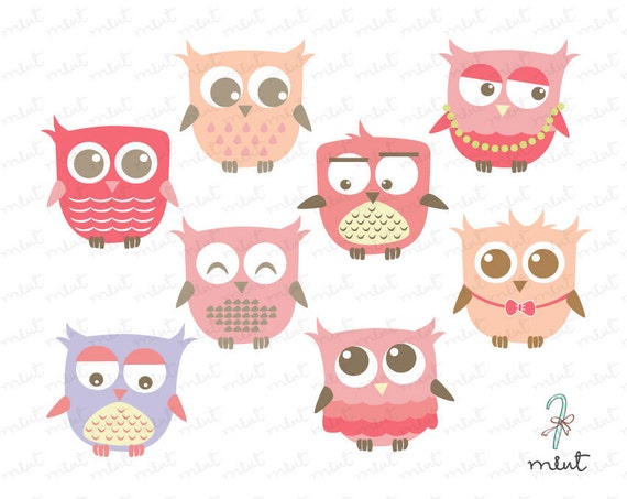 Baby Owl Clipart Pink
