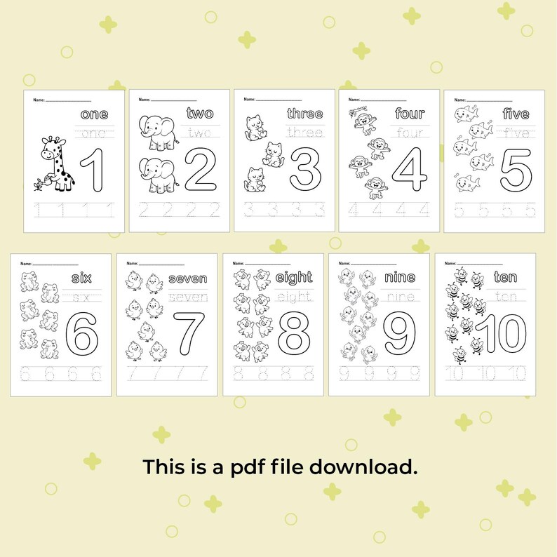 1 - 10 Number Coloring Pages, Worksheets, Tracing Worksheets, Numbers ...