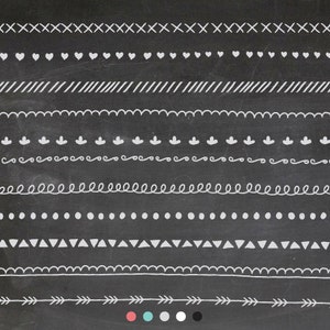 55 Chalk Border Set Digital Clipart Kit for Digital Scrapbooking, Frame ...