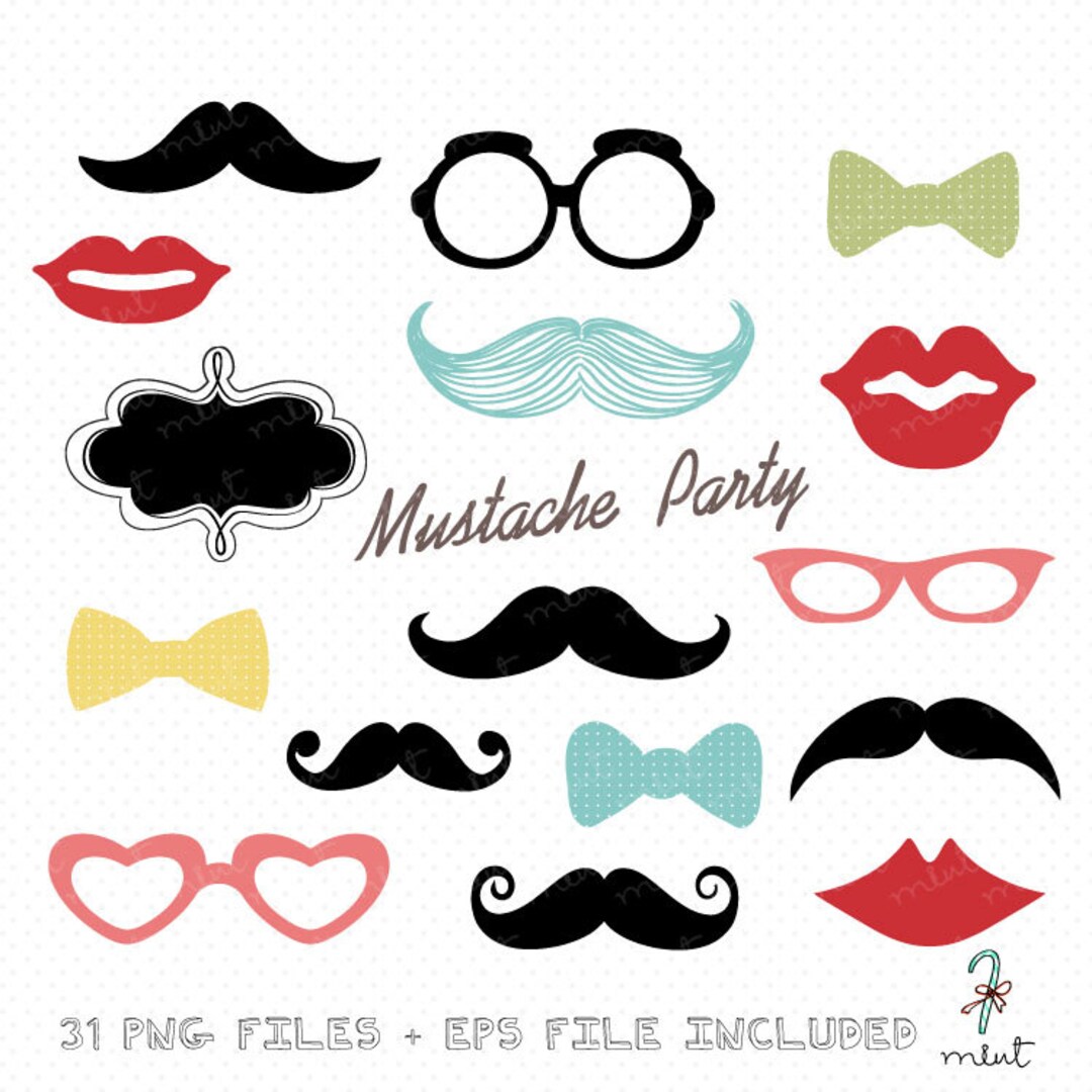 Digital Mustache Party Digital Clipart Kit for Digital Scrapbooking ...