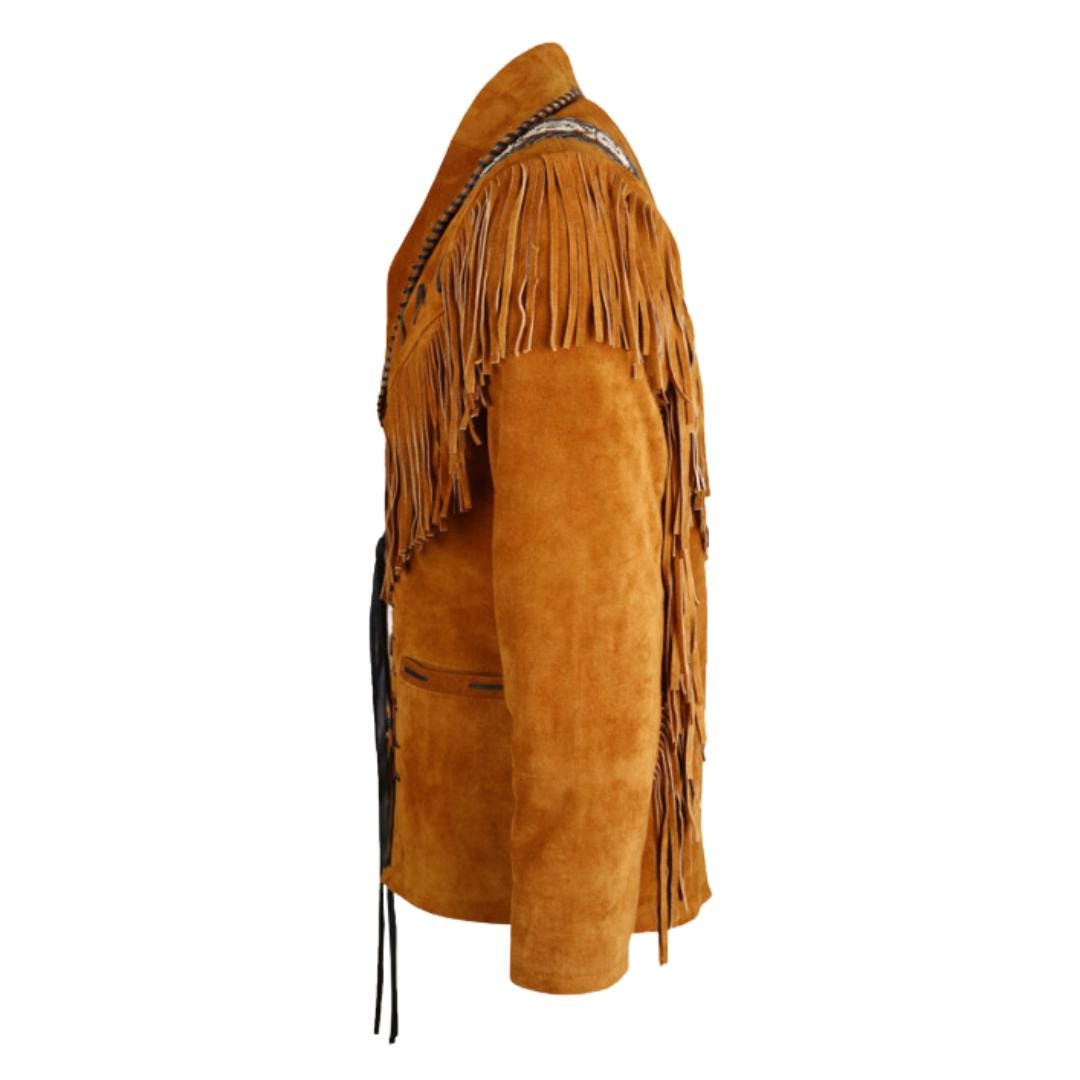 Western Fringe Cowboy Leather Jacket For Men Men's Classic Western ...