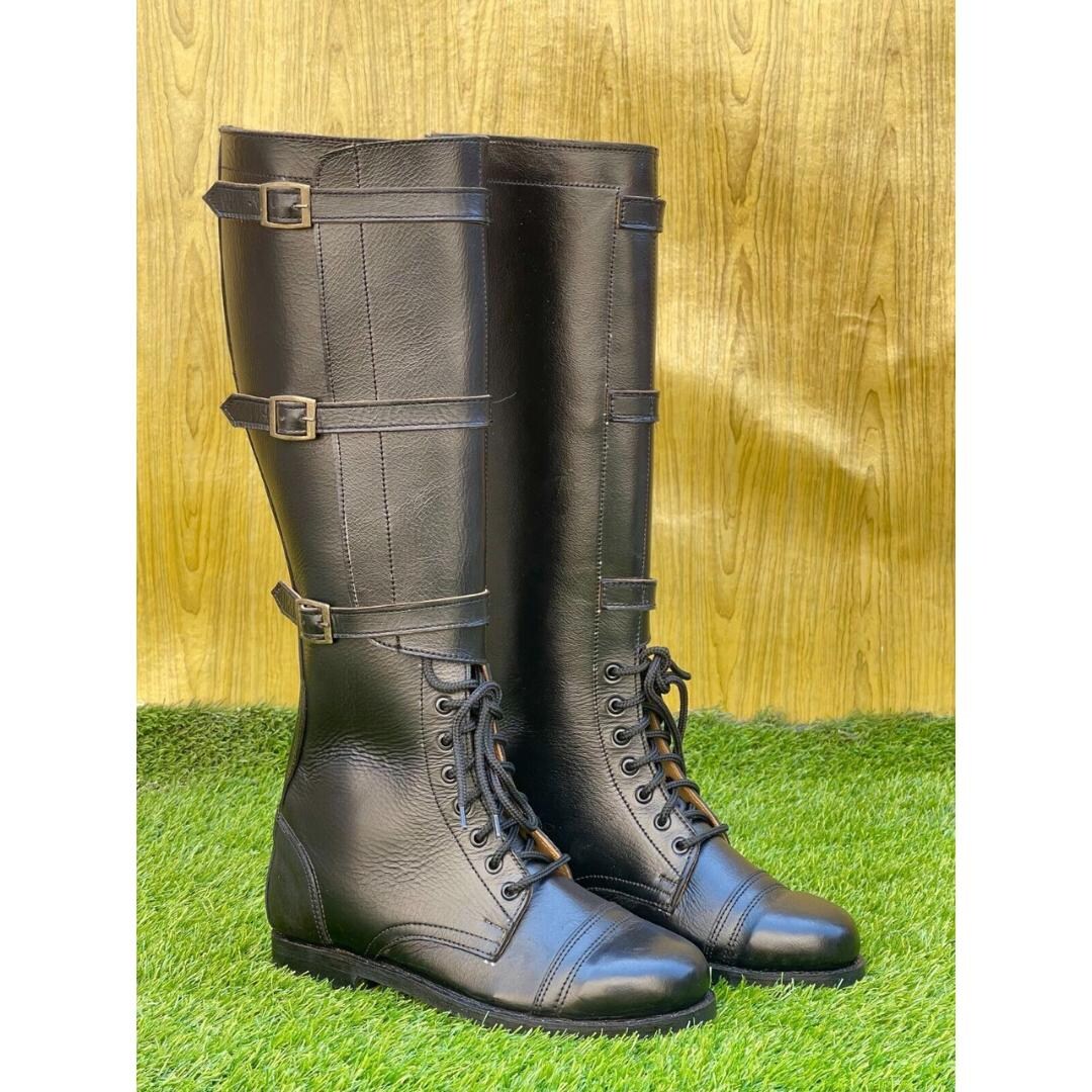 US M40 Cavalry Boots: Black Leather Officer Riding Boots, 3 Buckle ...