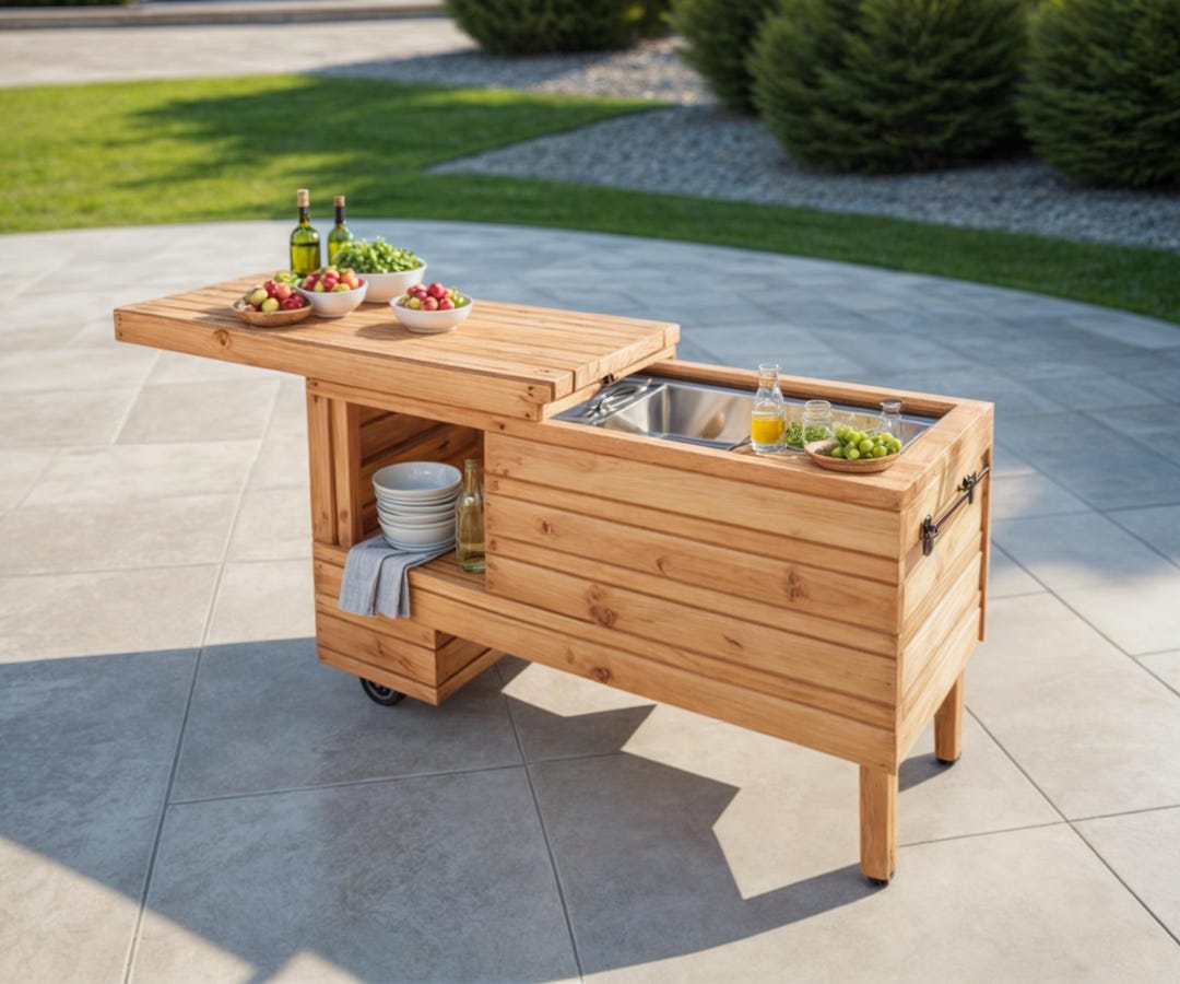 Bar Cart Plan, Beverage Cart , Beverage Cart With Storage, Drink Cart ...