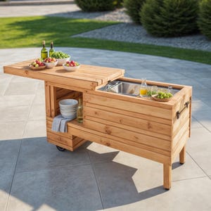 Bar Cart Plan, Beverage Cart , Beverage Cart With Storage, Drink Cart ...