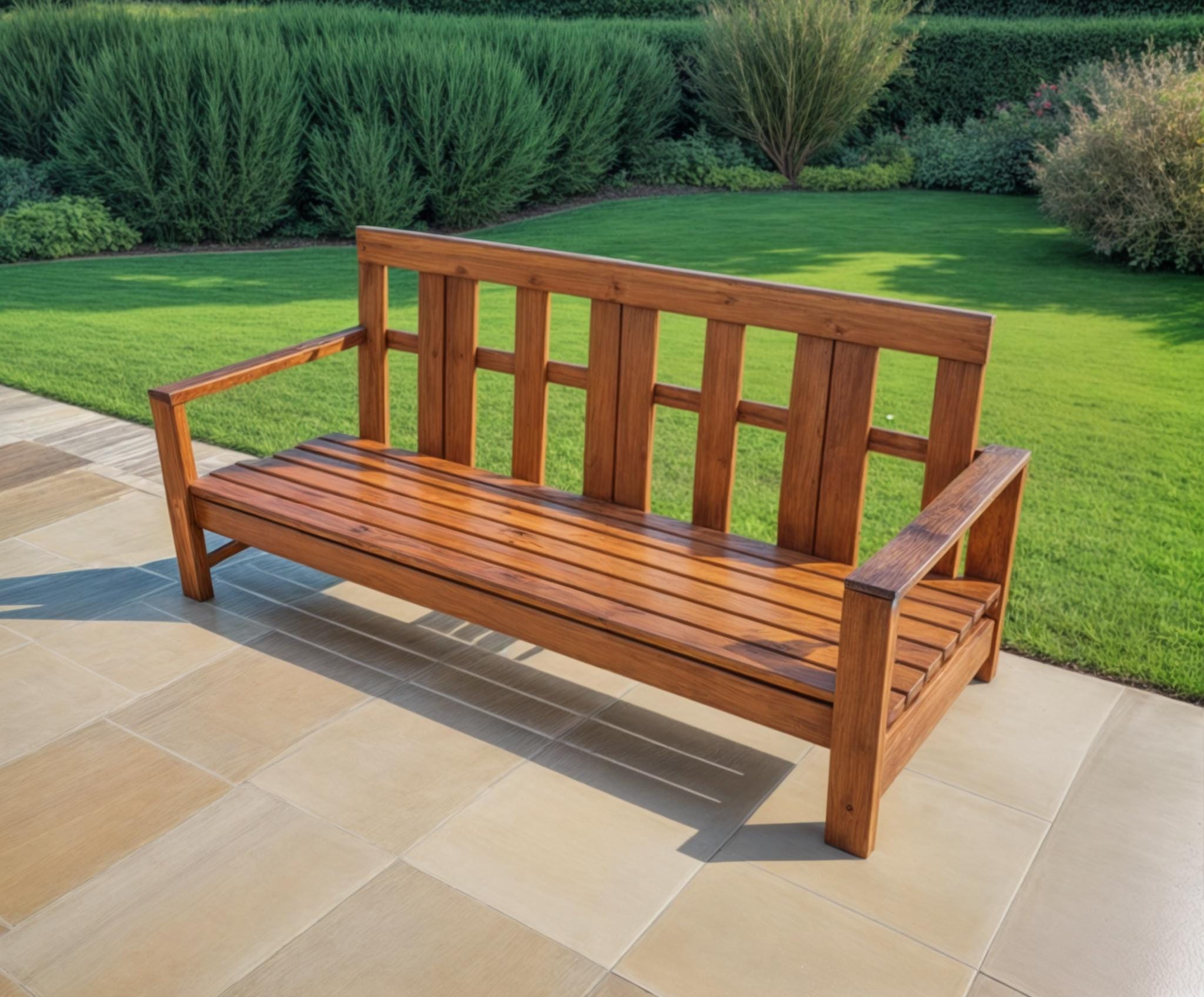 Bench With Back Rest Plan, Outdoor Bench Plan, Patio Furniture, Patio ...