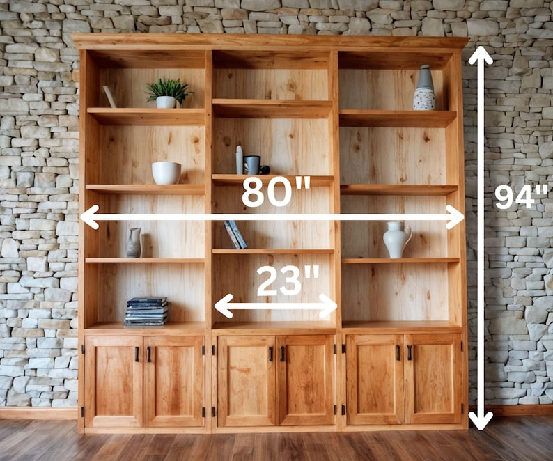 Built-in Bookshelf Plan: DIY Wall Unit With Storage Cabinet (PDF ...
