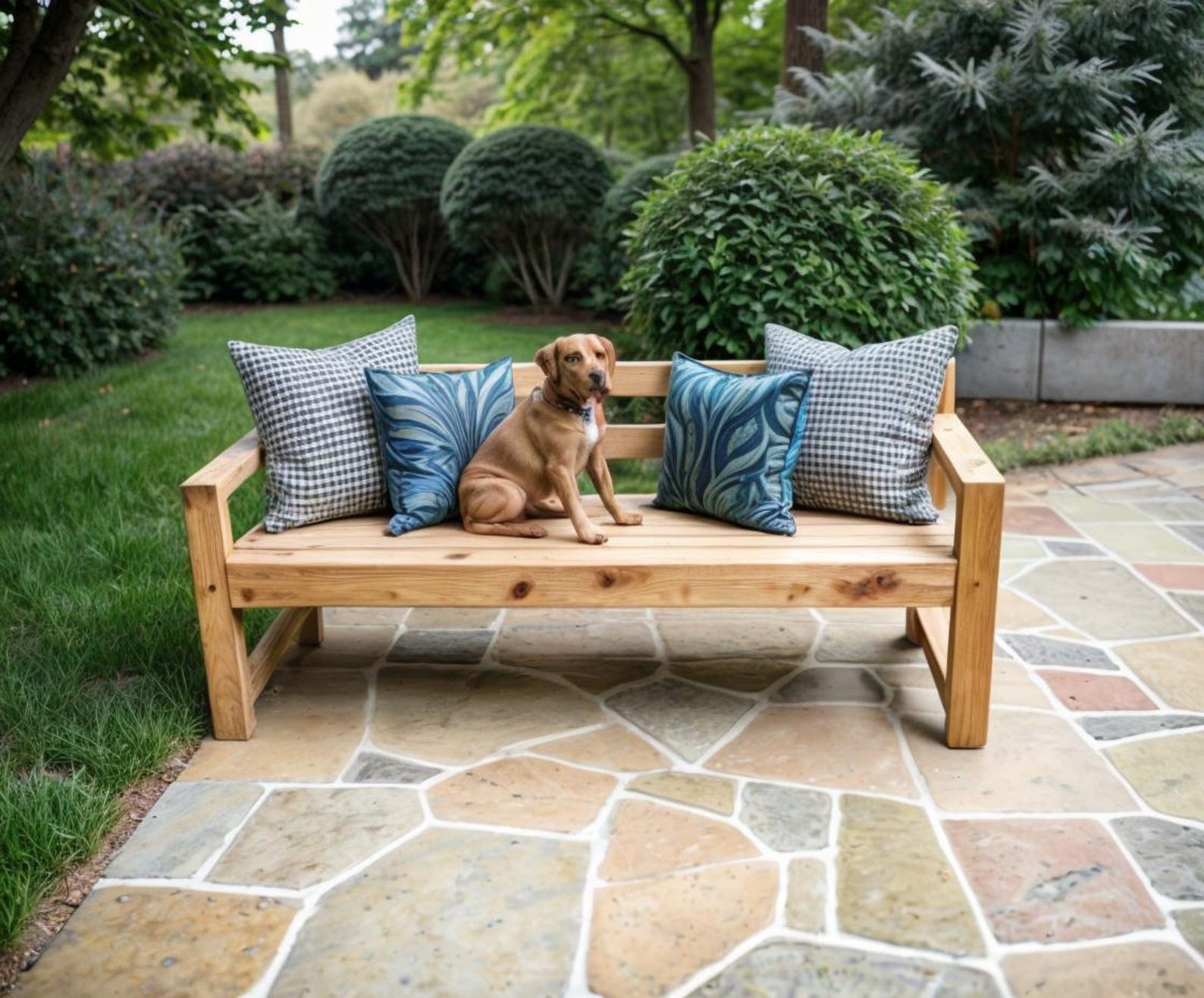 DIY Outdoor Bench Plan: Wood Garden Bench With Back Rest (PDF Download ...