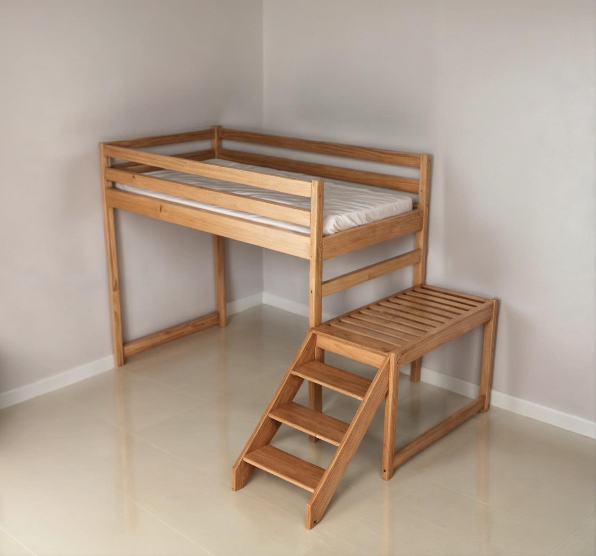 DIY Camp Loft Bed Plan, Bunk Bed With Stairs, Bunk Bed, Loft Bed Ladder ...