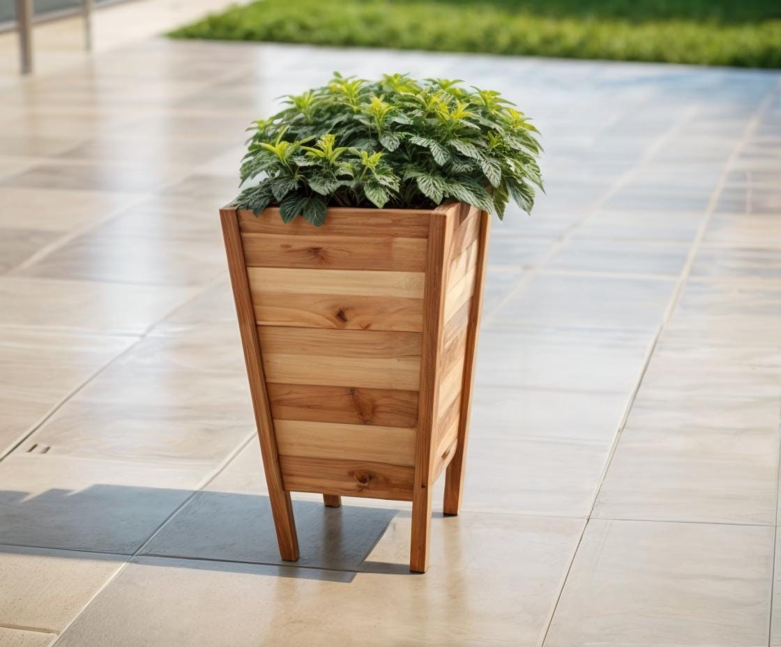DIY Outdoor Wooden Planter Plan, Tall Planter Plan, Garden Planter ...