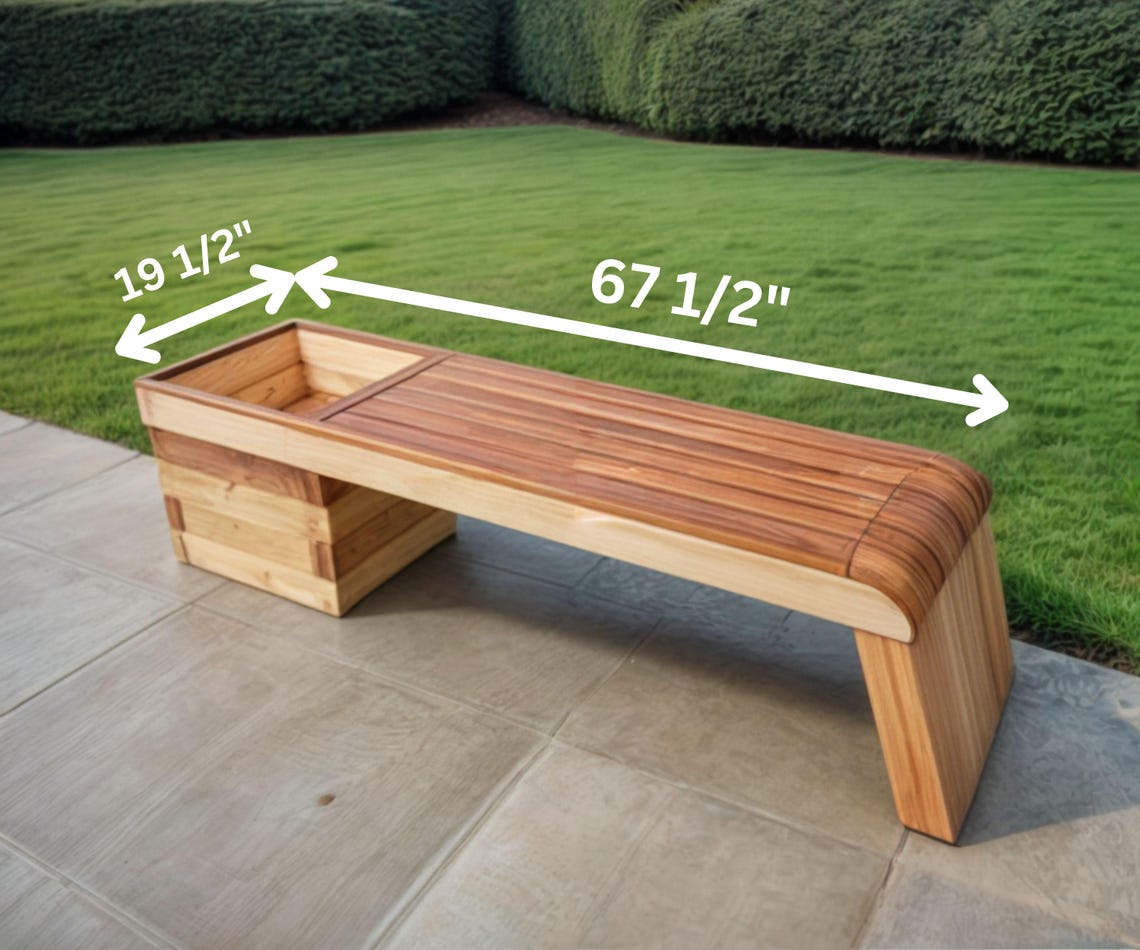 Modern Outdoor Bench Plan: Wood Garden Bench With Planter (PDF Download ...