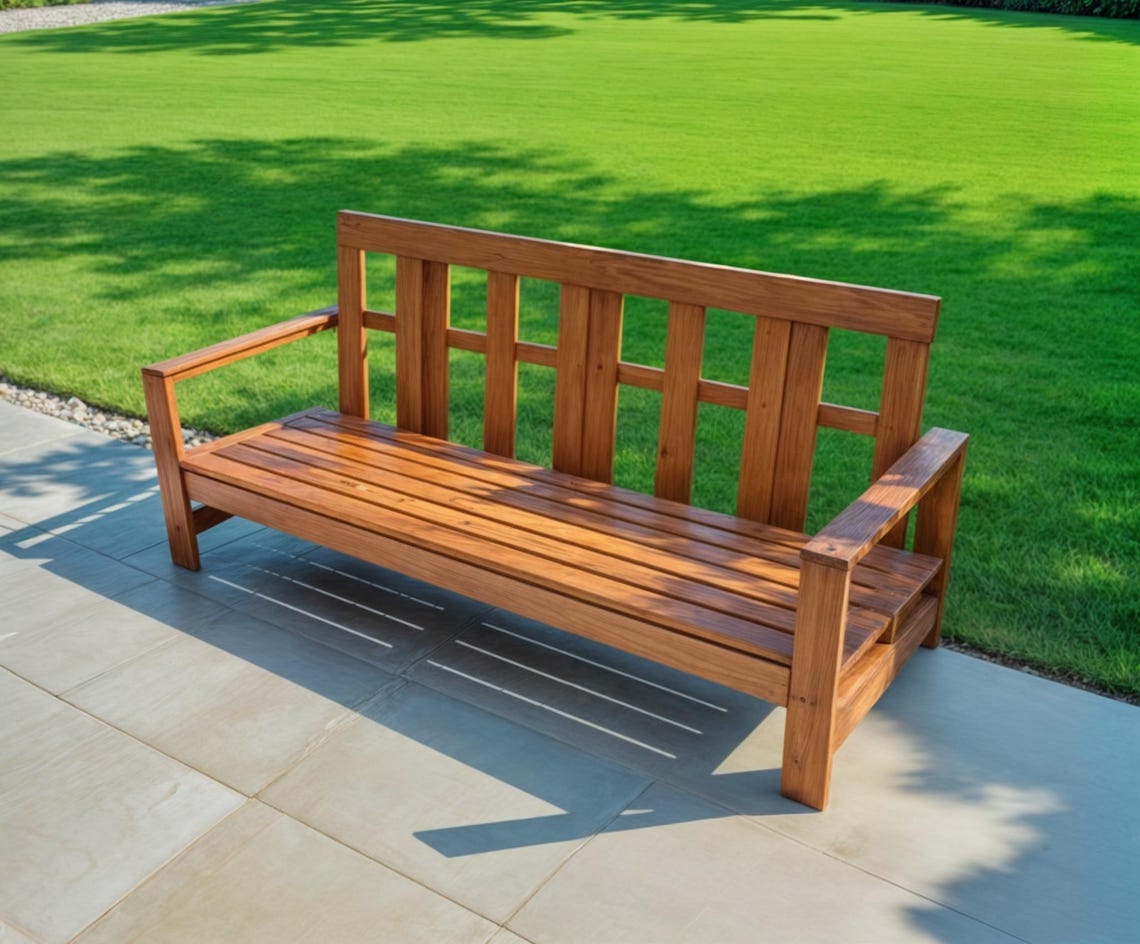 Bench With Back Rest Plan, Outdoor Bench Plan, Patio Furniture, Patio ...