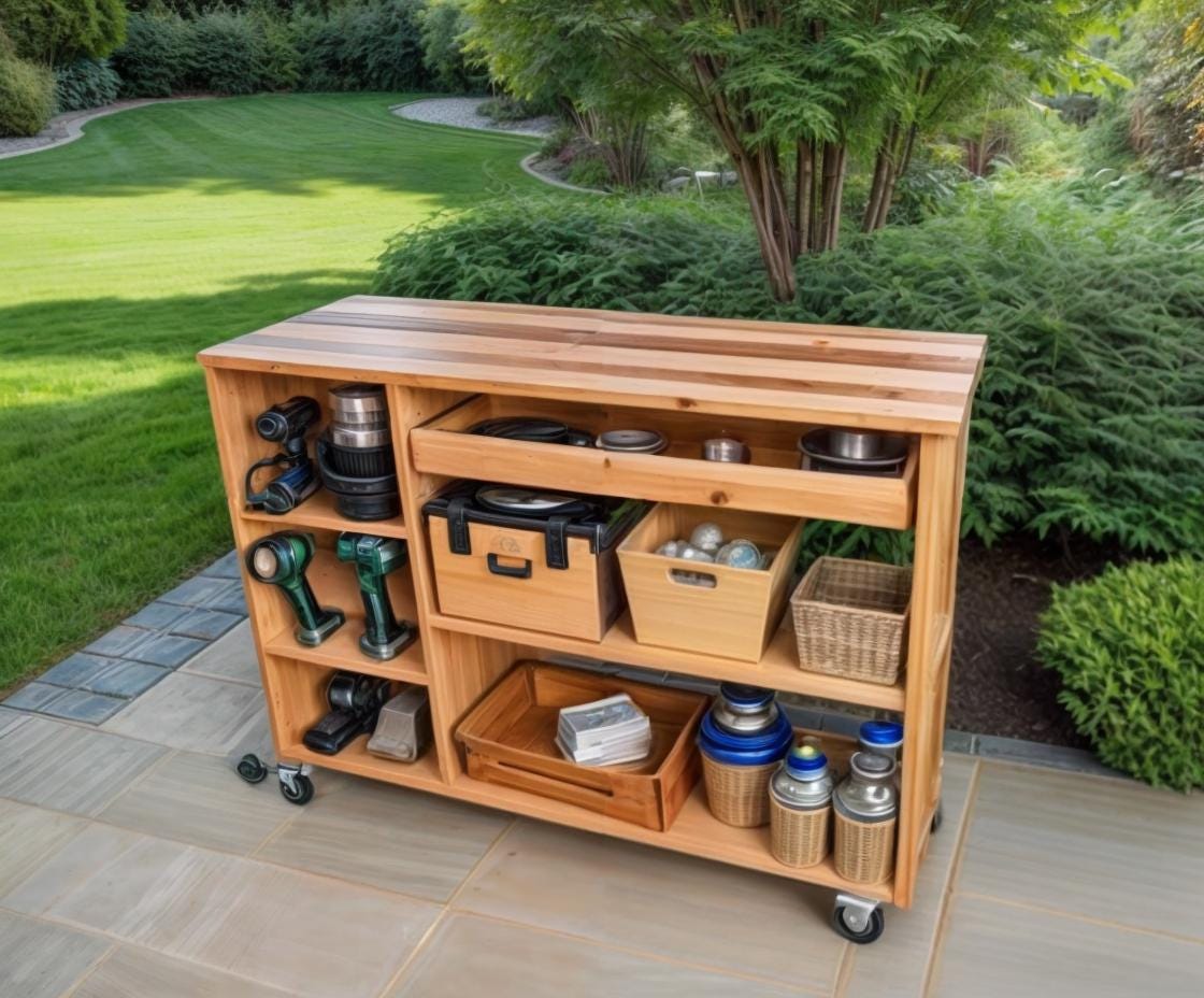 Foldable Workbench With Storage Plan, Workbench With Organizer, Folding ...