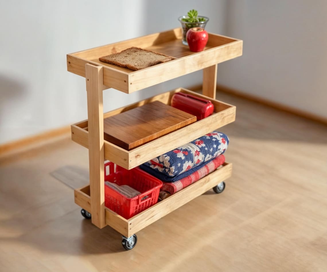 DIY 3-tier Rolling Cart Build Plan: Kitchen & Bar Cart (PDF Download ...