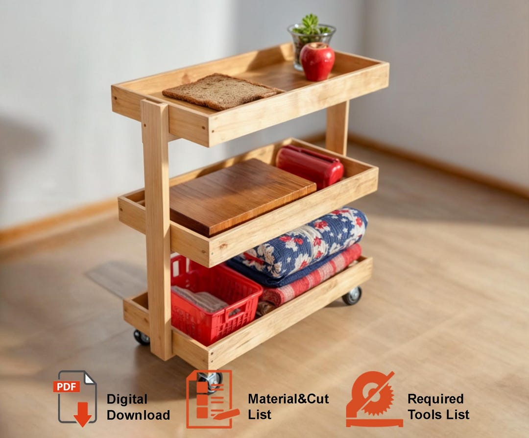DIY Rolling Cart Build Plan, Serving Cart, Food Cart, Living Room Cart ...