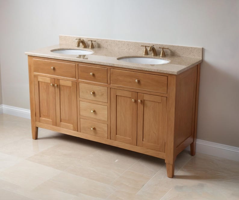 DIY Double Sink Bath Vanity Build Plans: 60" Bathroom Cabinet (digital ...
