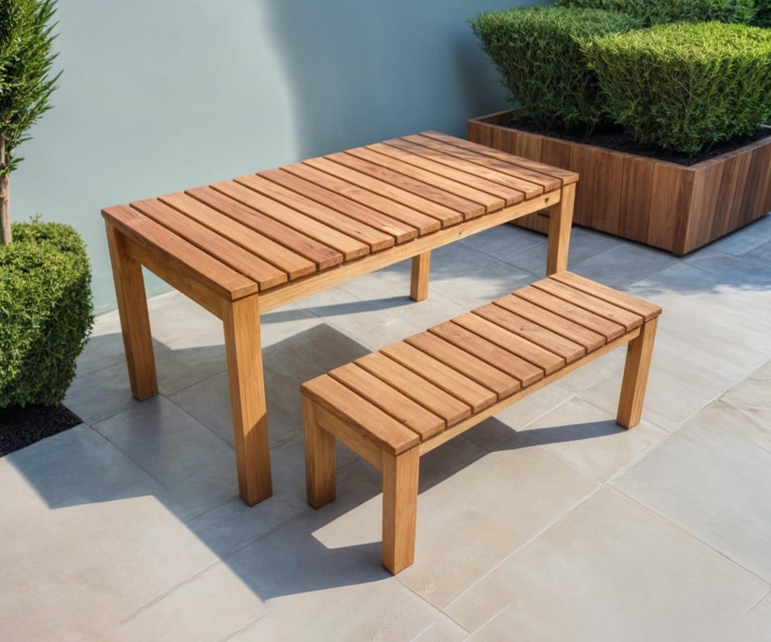 DIY Outdoor Table With Bench Plan: Modern Patio Seating (PDF Download ...