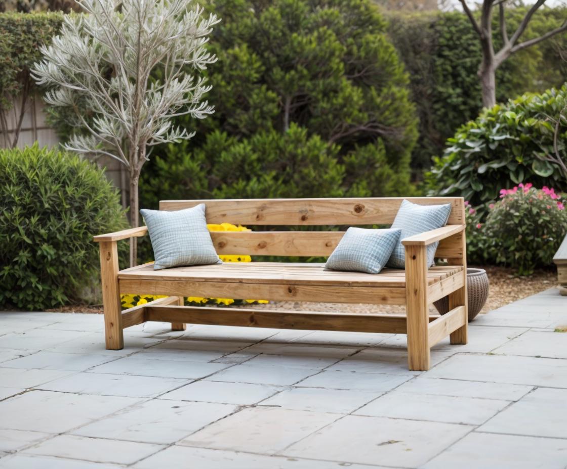 DIY Outdoor Bench Plan: Wood Garden Bench With Back Rest (PDF Download ...