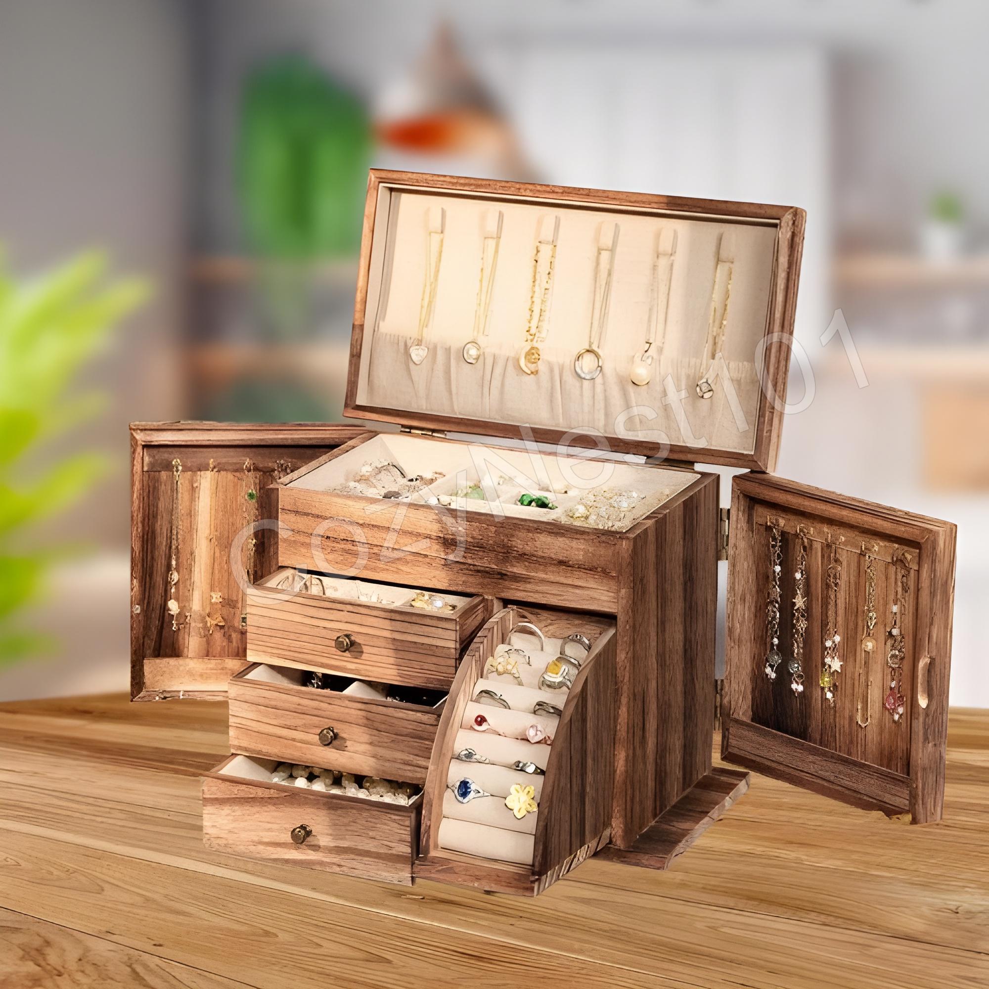 Wooden Jewelry Box for Women Large Jewelry Box Modern Jewelry Box ...