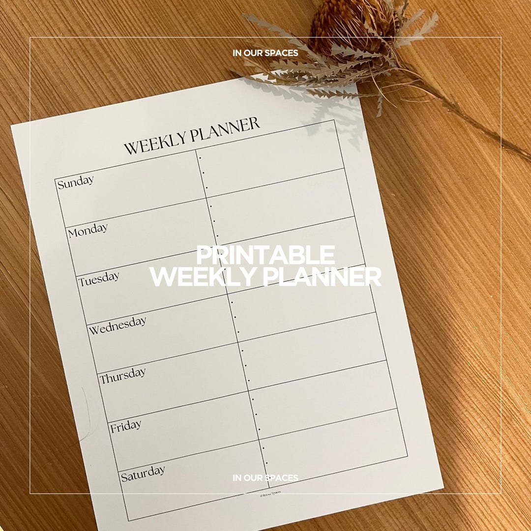 Printable Weekly Planner PDF | Printable Digital Download | Week at a ...