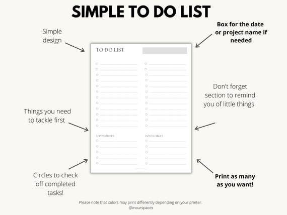 Simple to Do List Printable - Etsy