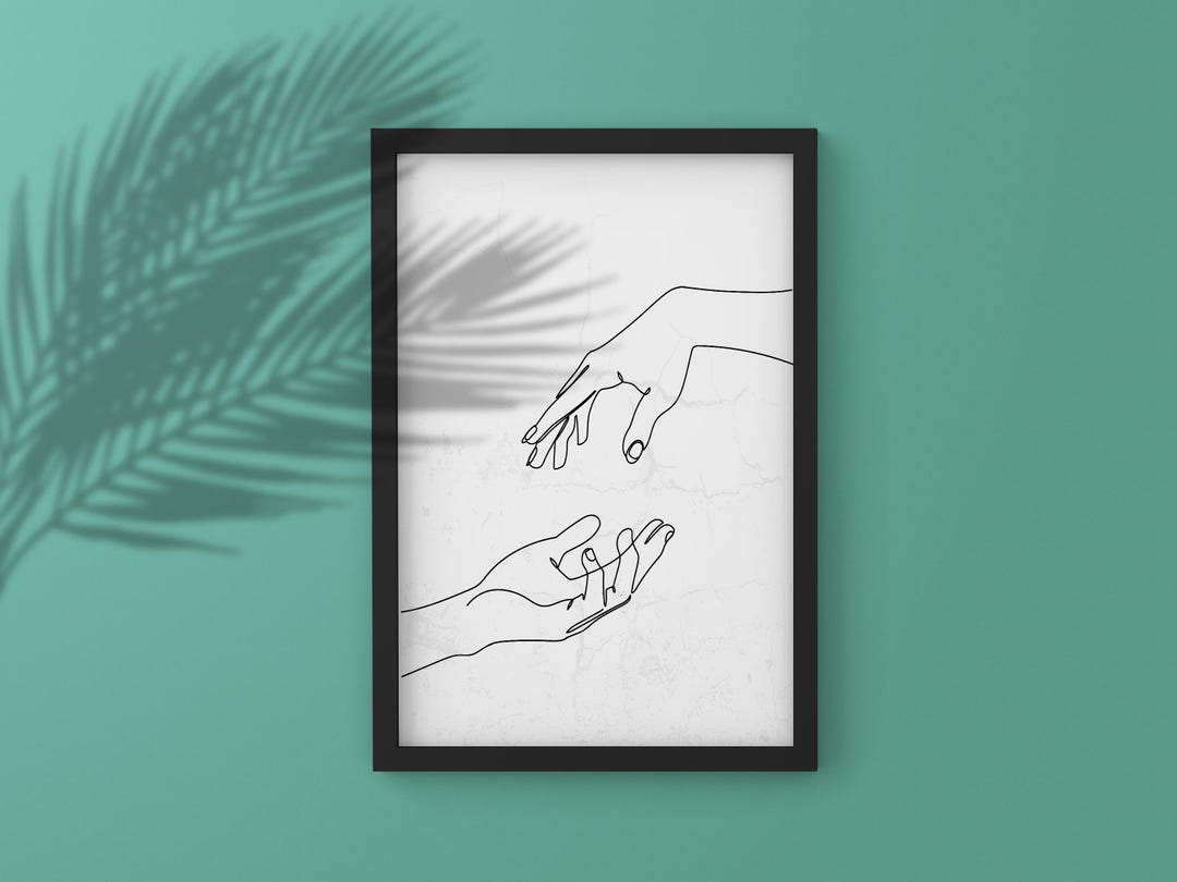 Minimalist Hands Line Art Printable | Modern One Line Drawing Wall Art ...