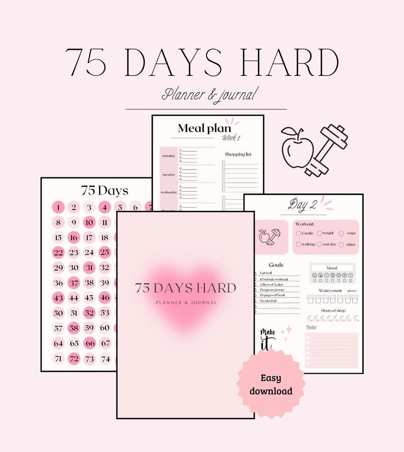 75 Hard Challenge Planner & Journal - Etsy