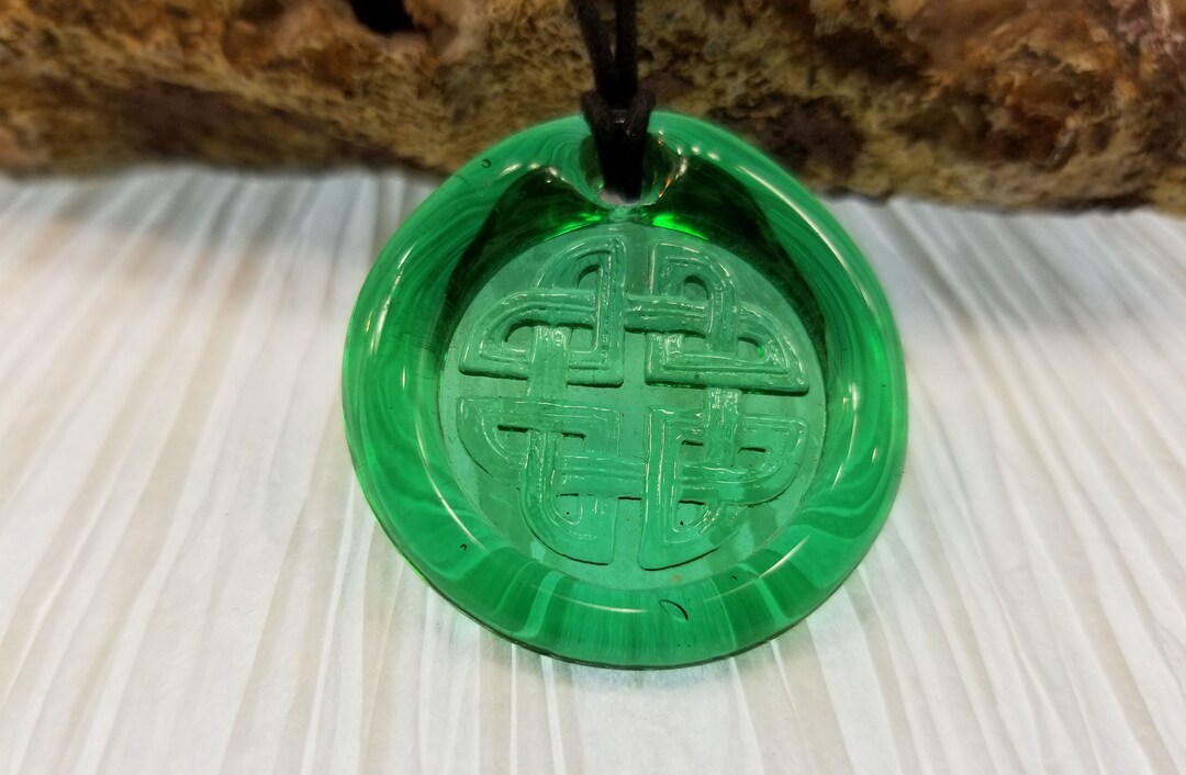 Green Celtic Cast Glass Pendant or Component Magical Fire - Etsy