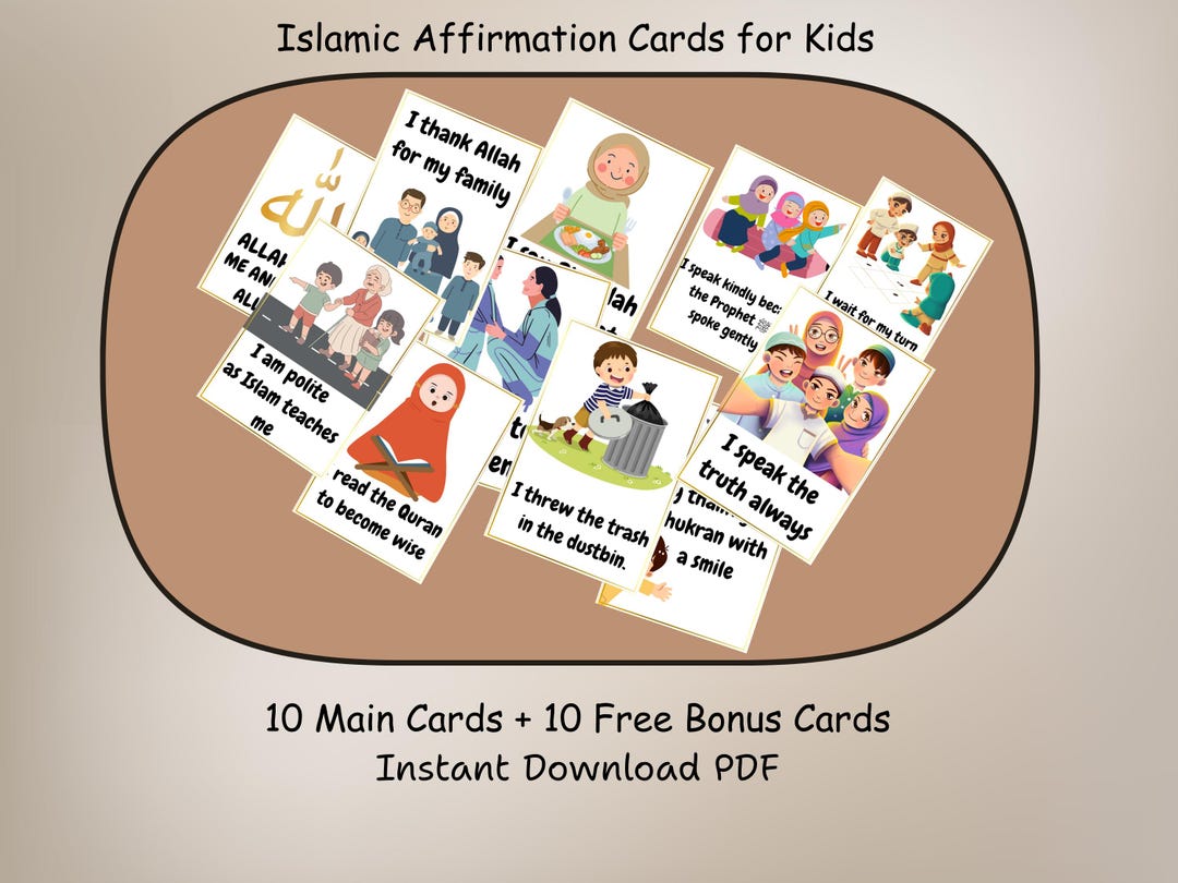 Islamic Affirmations for Kids Printable, Muslim Affirmation Cards ...