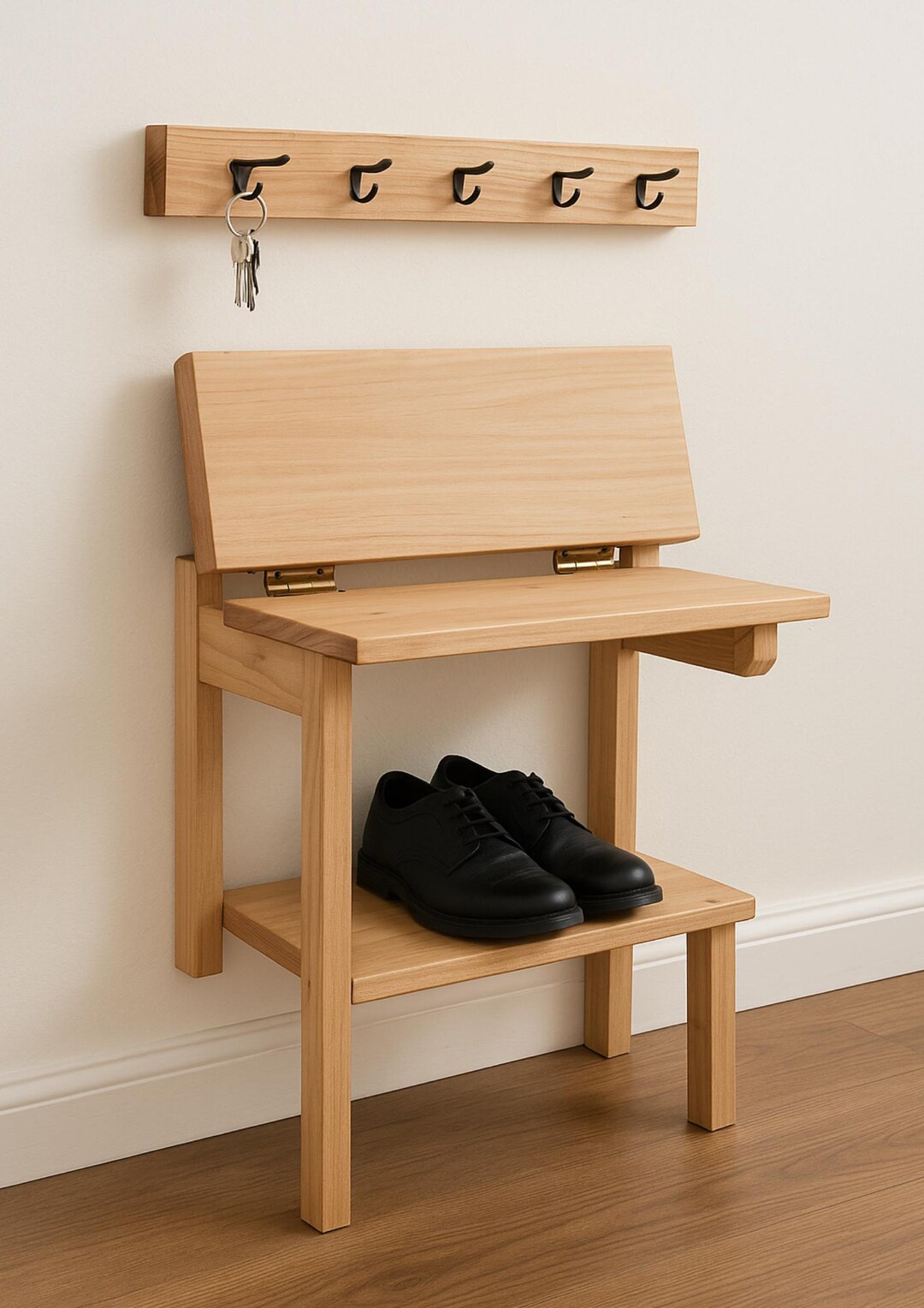 DIY Folding Wall Bench Build Plan: Space-saving Entryway Seat (PDF ...