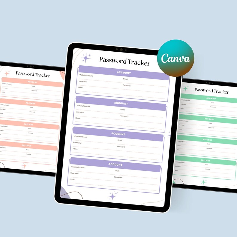 Password Tracker | Editable Password Log, Secure Login Organizer ...