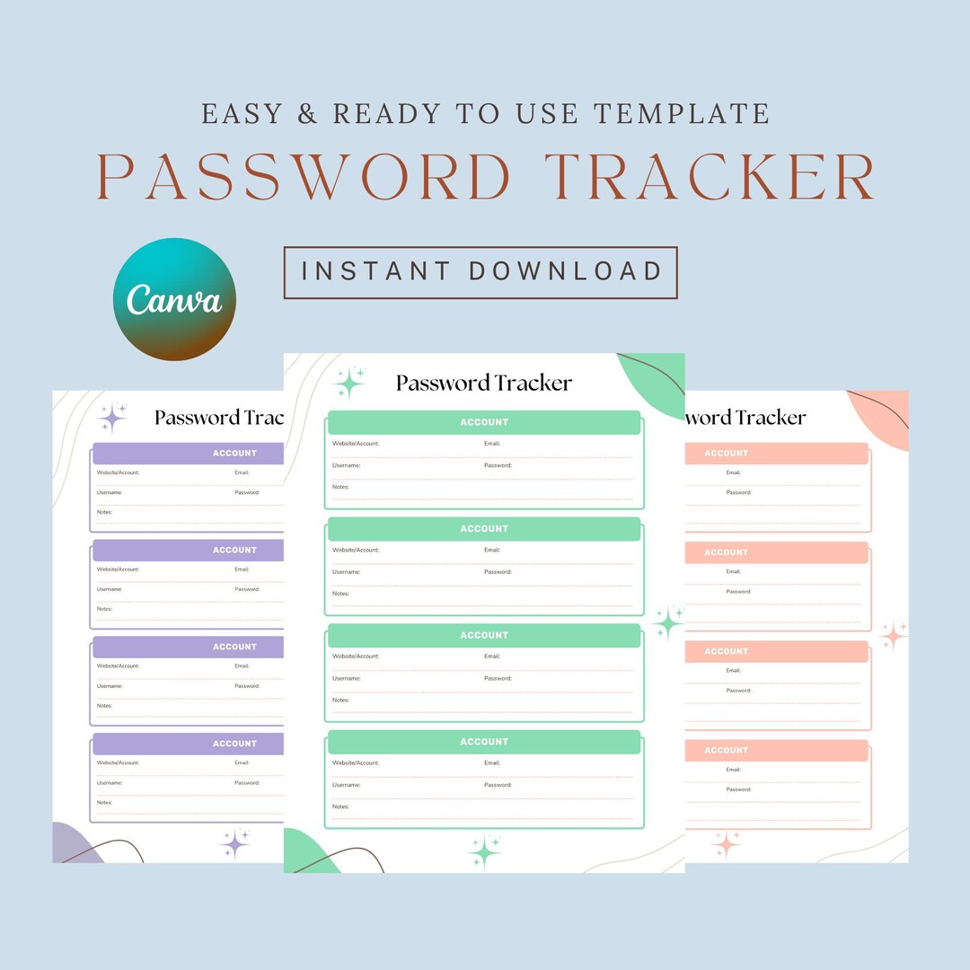 Password Tracker | Editable Password Log, Secure Login Organizer ...