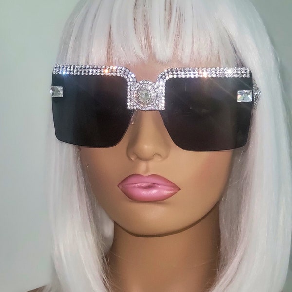 Rhinestone Sunglasses - Etsy
