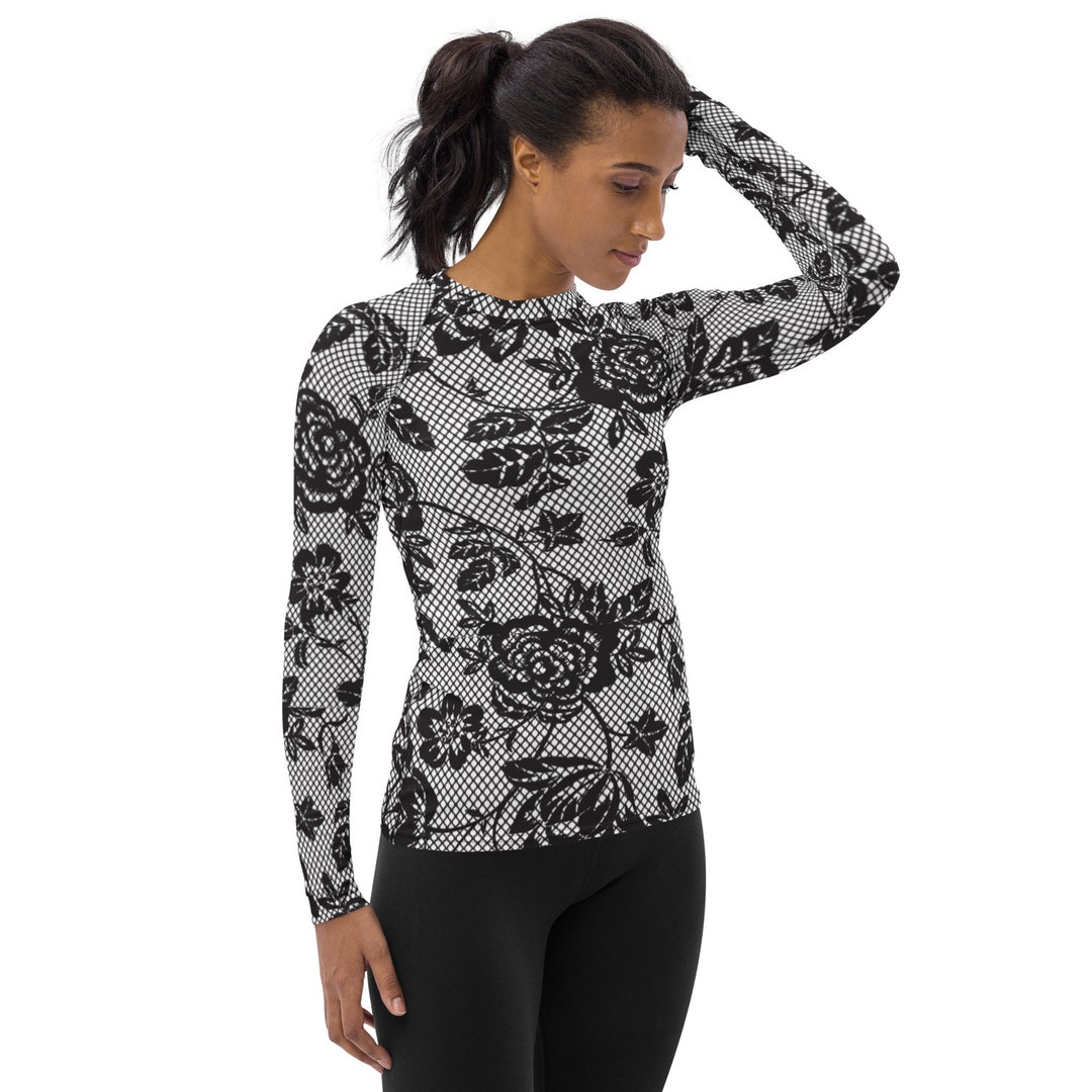 Audrey-black Lace Women's Rash Guard - Etsy
