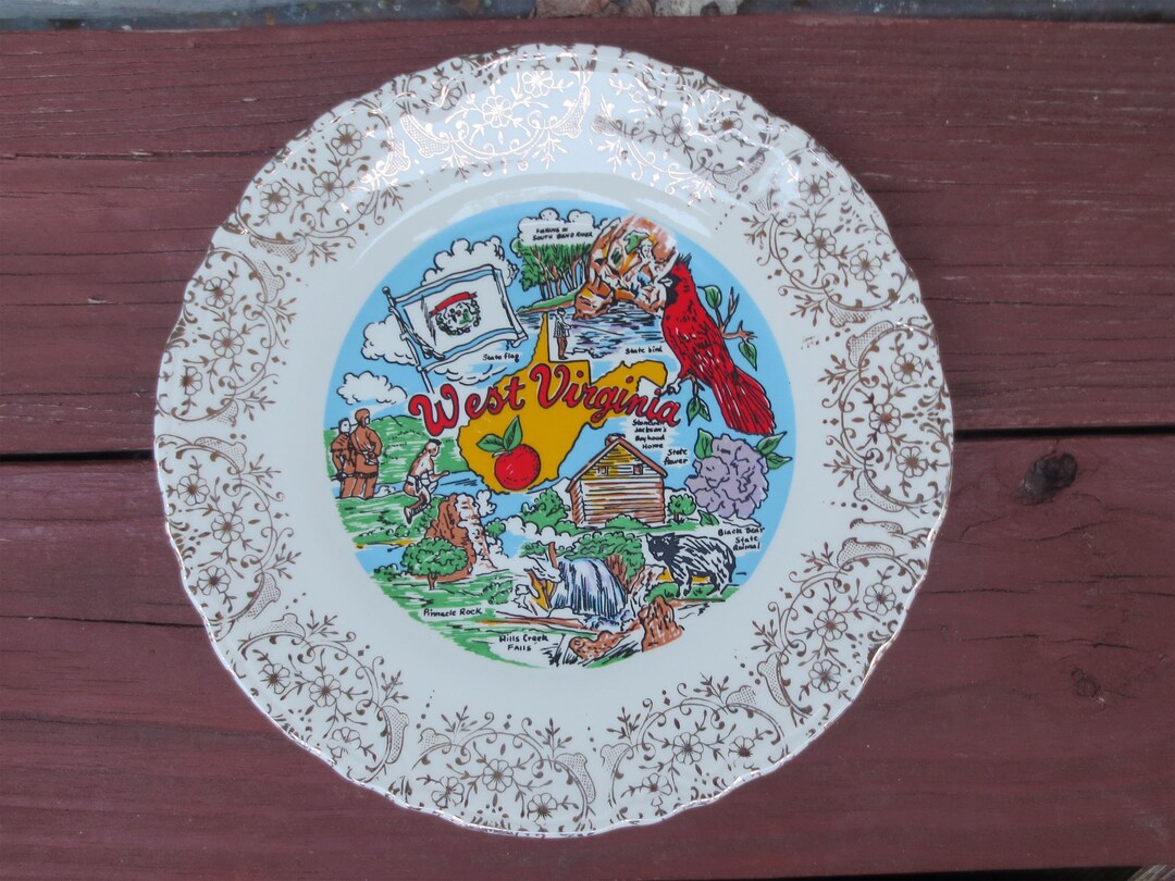 WEST VIRGINIA State Vintage Souvenir Collectible Plate - 9 In - Etsy