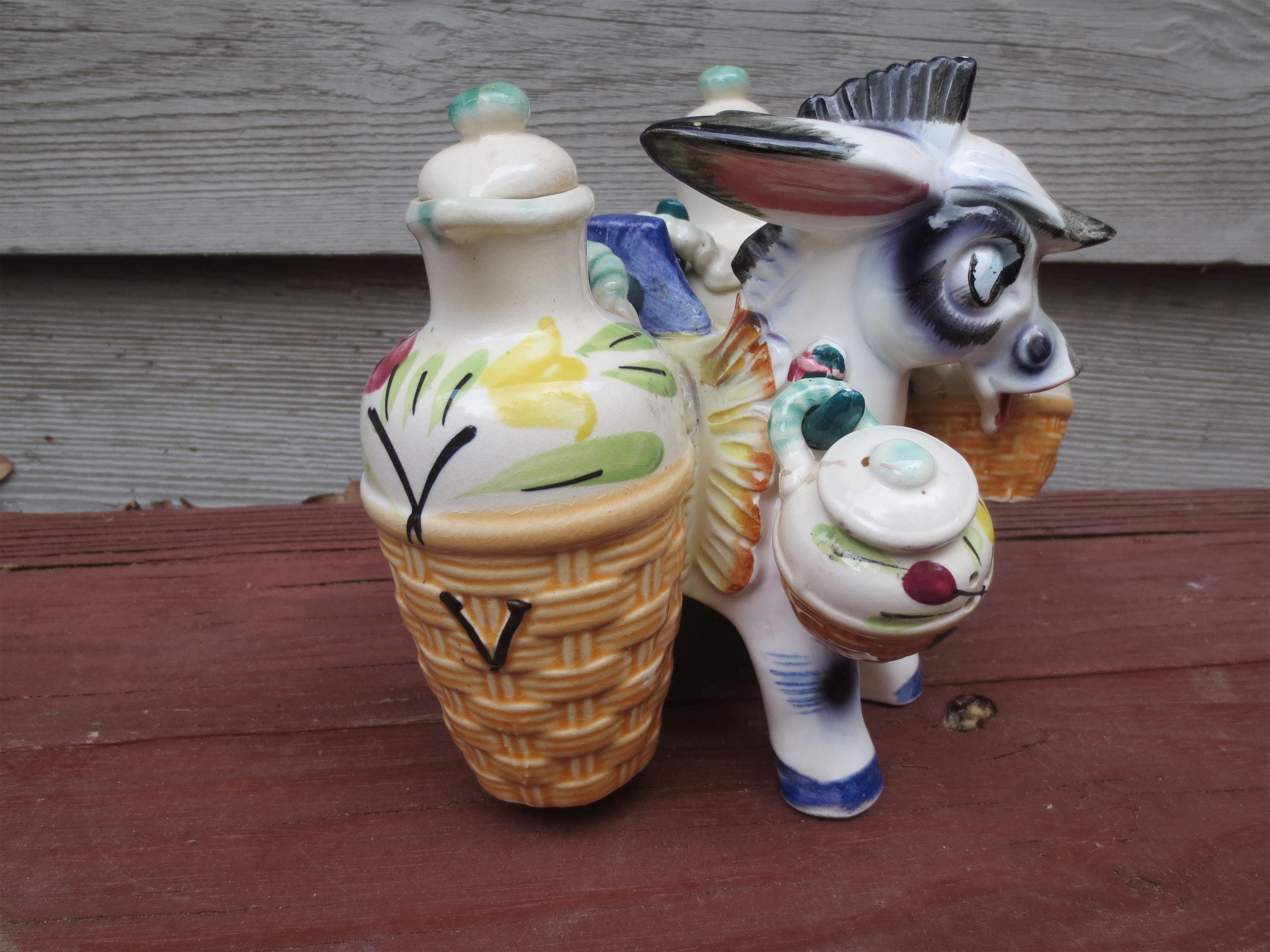 1960s Burro Vintage Condiment Set for Oil and Vinegar, Salt and Pepper ...