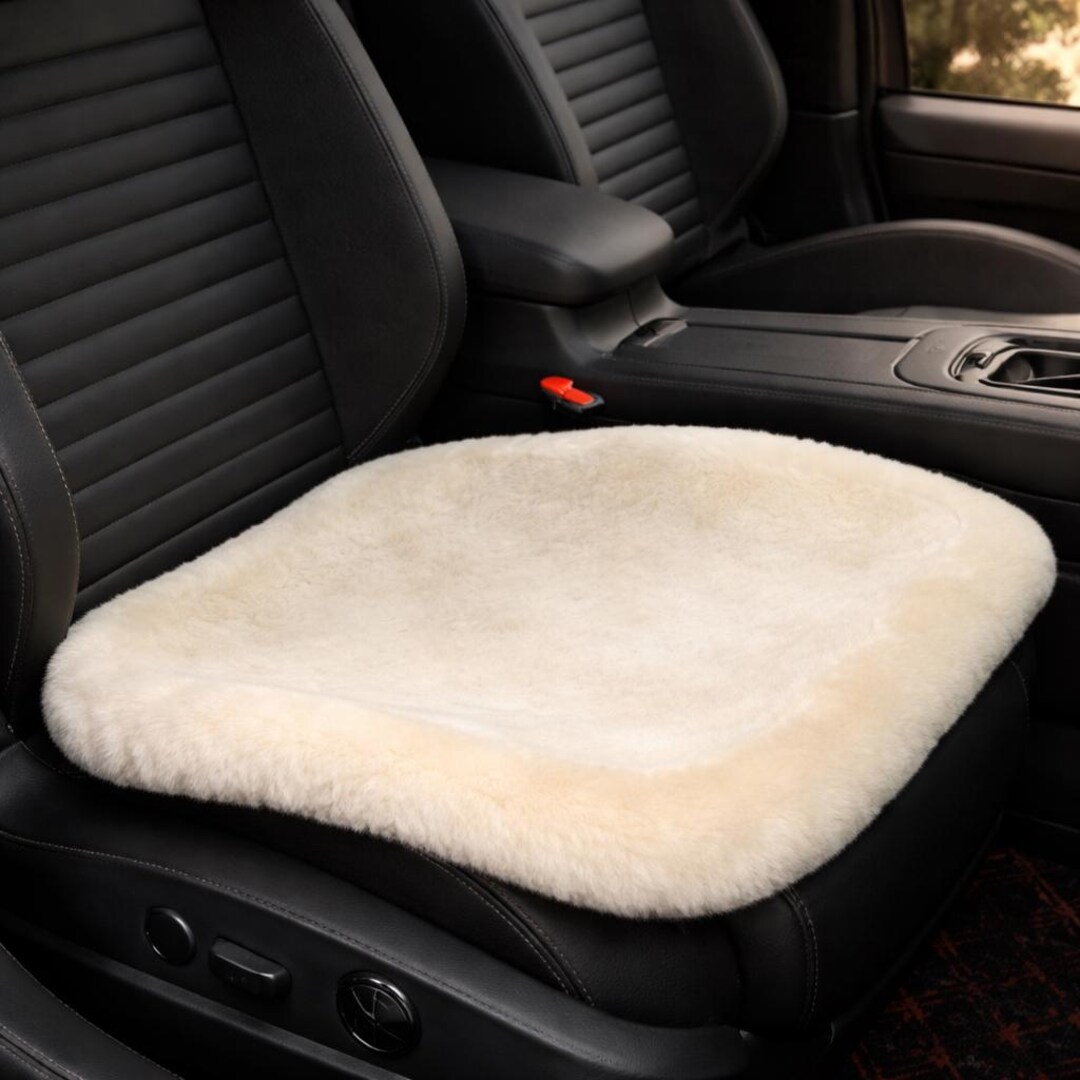 Genuine Sheepskin Car Seat Cushion, Plush Wool Seat Pad - Etsy