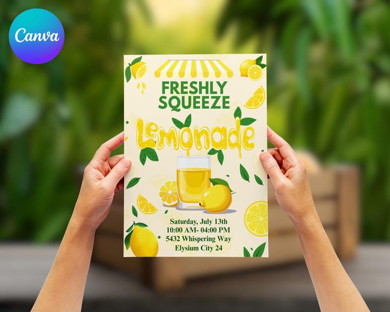 Editable Lemonade Stand Flyer: Printable Fundraising Poster (PDF ...