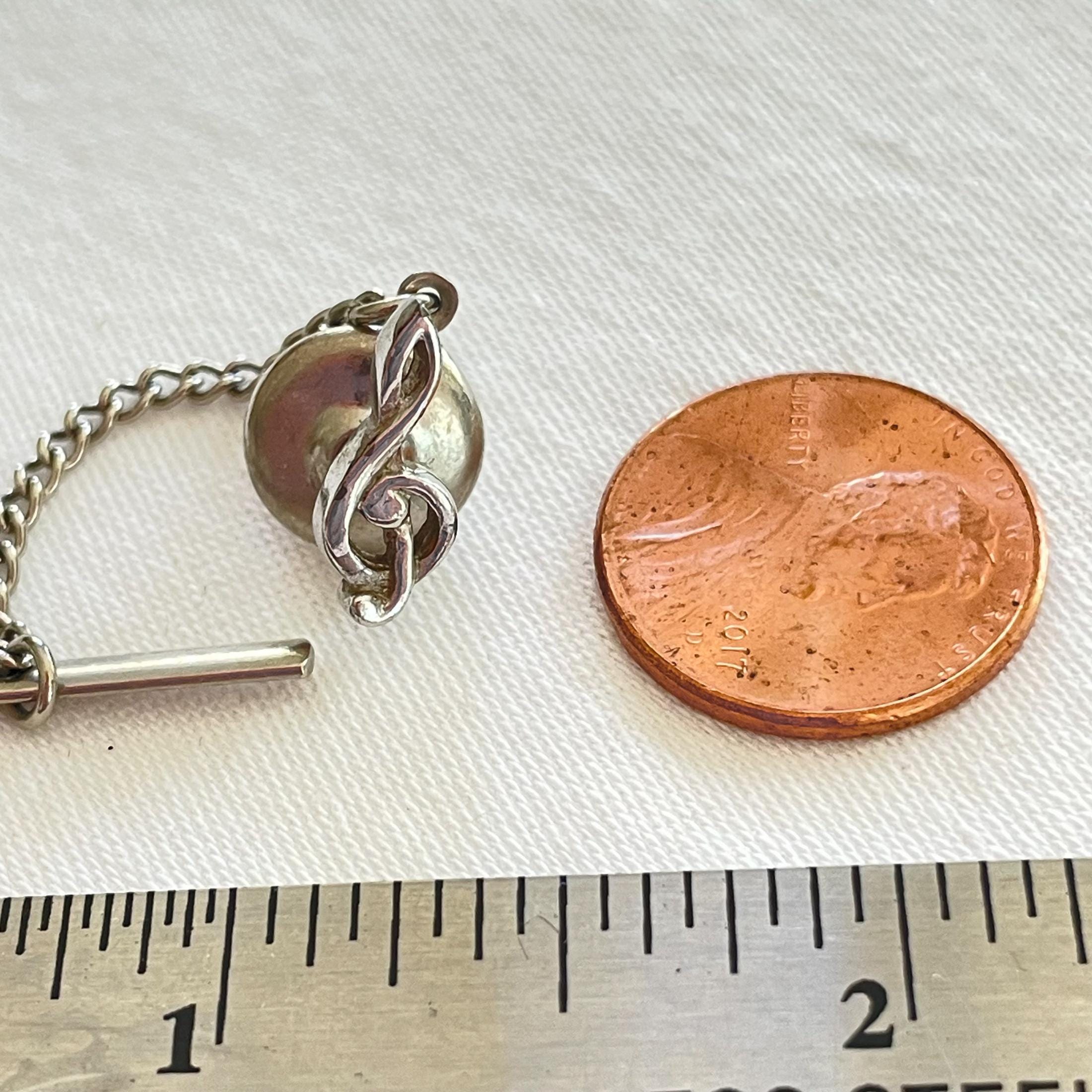 Swank Vintage Small Musical Note Tie Tack, Silver Tone Cleft Note Tie ...