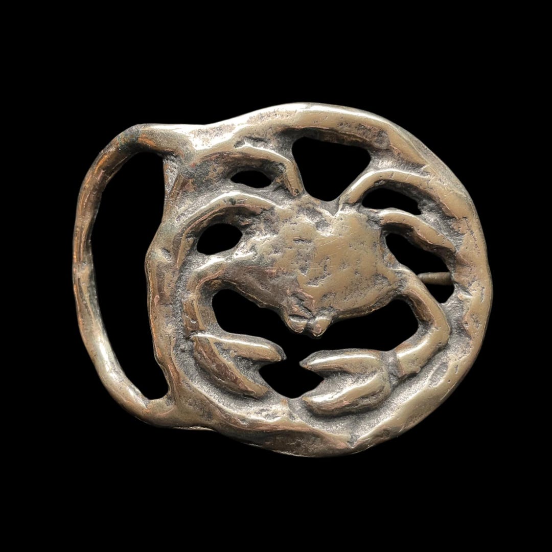 Vintage 70s Cancer (the Crab) Belt Buckle, Solid Brass Zodiac Horoscope ...