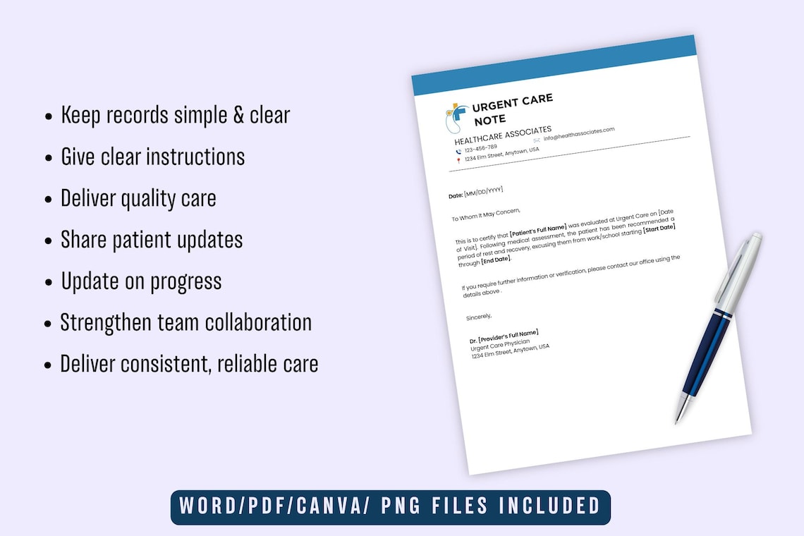 Editable Doctor Excuse Note Template: Printable Medical Form (canva ...