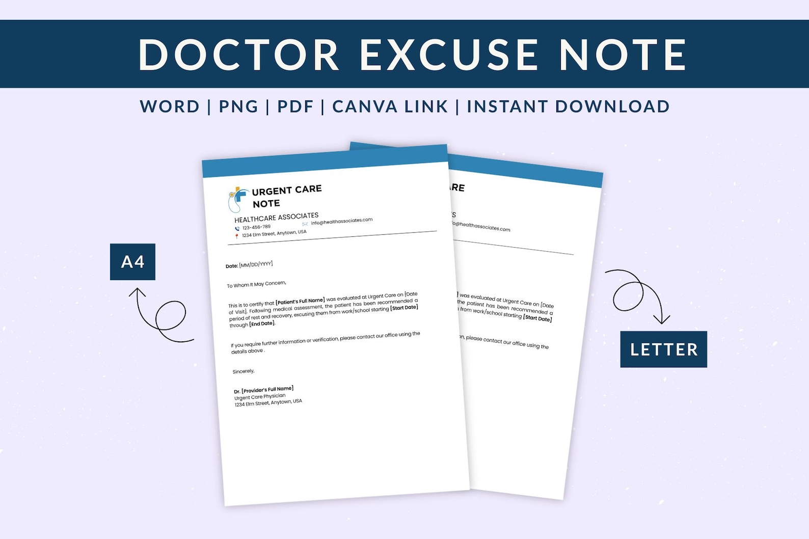 Editable Doctor Excuse Note Template: Printable Medical Form (canva ...