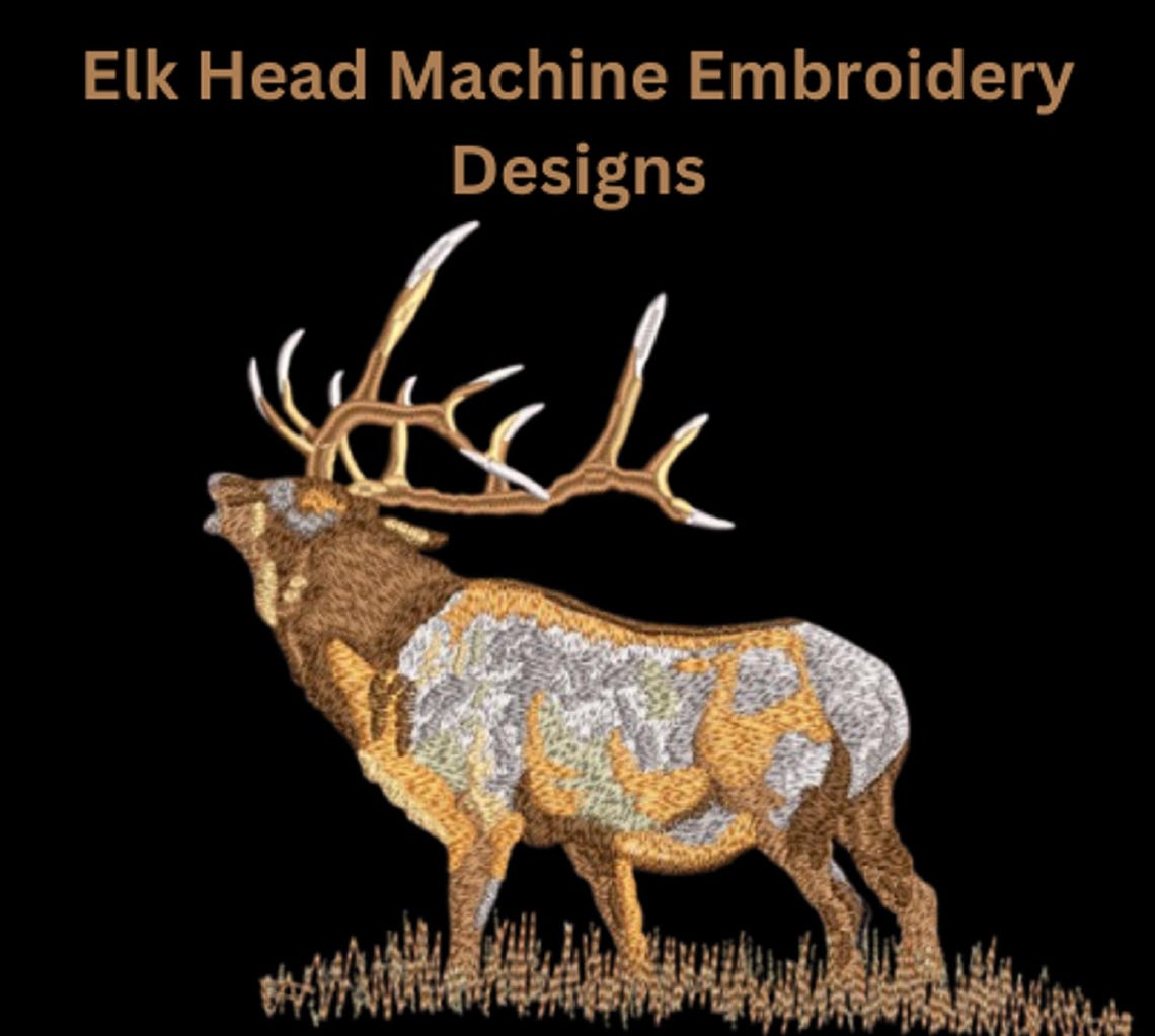 Elk Head Embroidery Design Files/elk Face Embroidery/elk Designs/pet ...