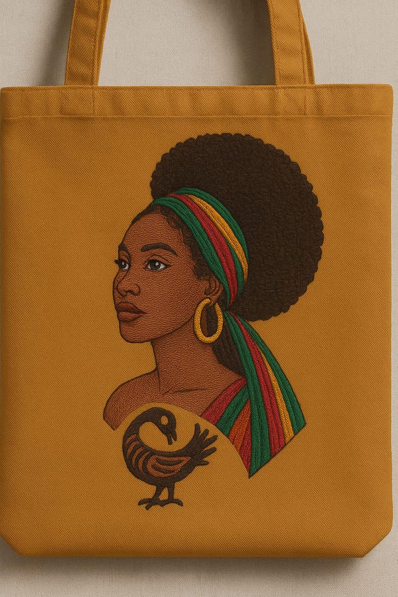 Afro Sankofa Woman Embroidery Design: African Goddess Face (DST/PES ...