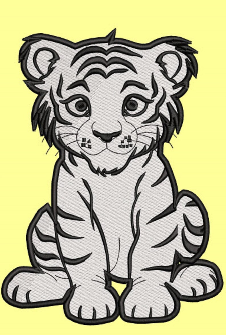 Tiger Cub Embroidery Design| Cute Baby Tiger Machine Embroidery File ...
