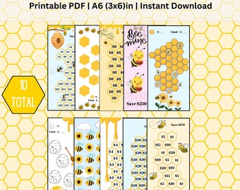 Printable Bee Savings Challenge, Bumble Bee Budgeting Trackers Cash ...