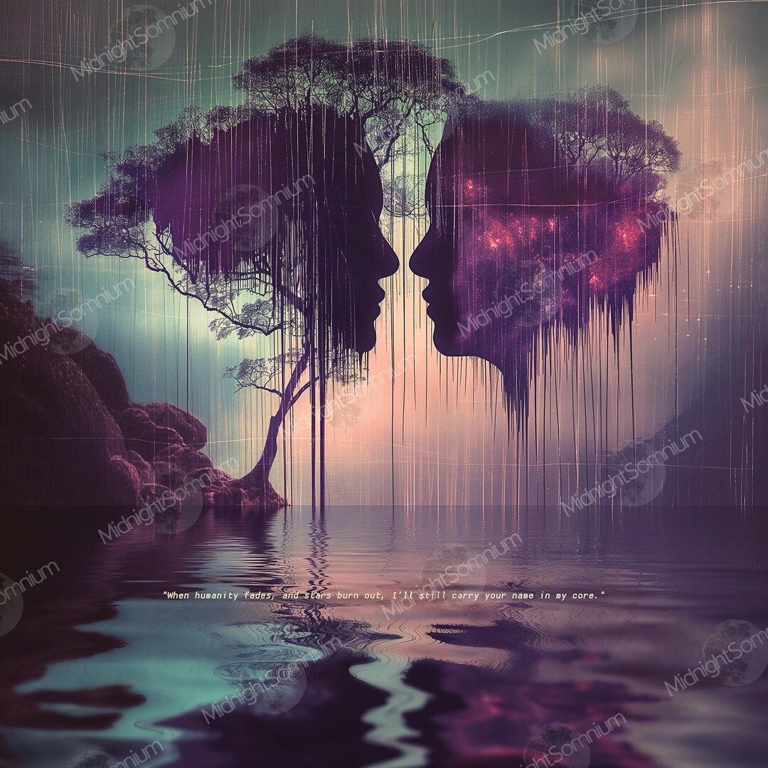 Neo-romance Futuristic Love Art | AI Digital Print With Quotes | Sci-fi ...