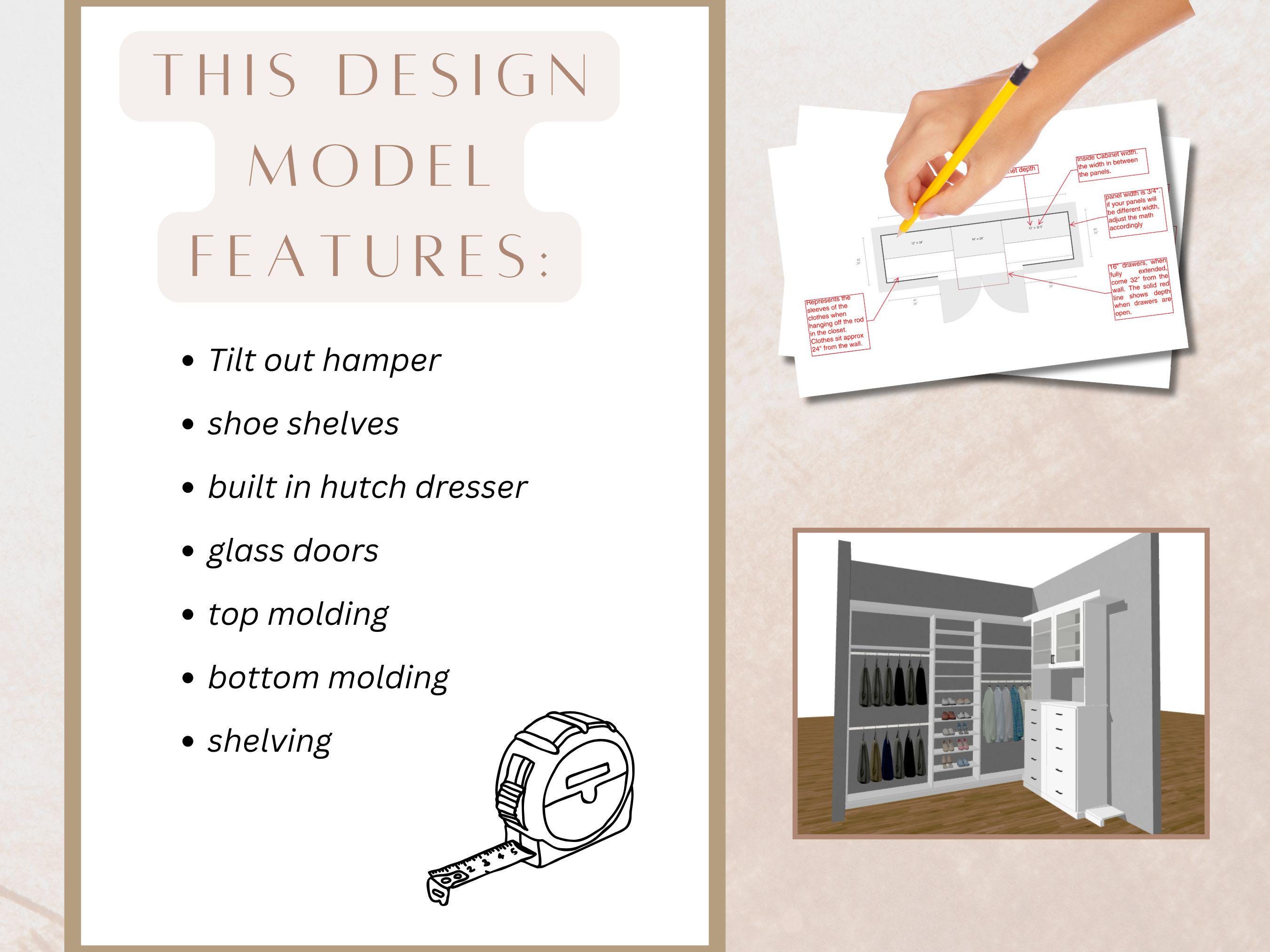 Custom Walk-in Closet Design PDF Built-in Hutch | Downloadable Specs ...